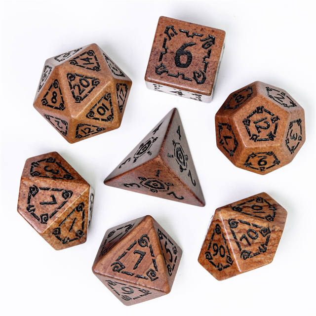 Retro Brown Marble Pattern Gemstone Dice with Black PU leather Hexagon ...